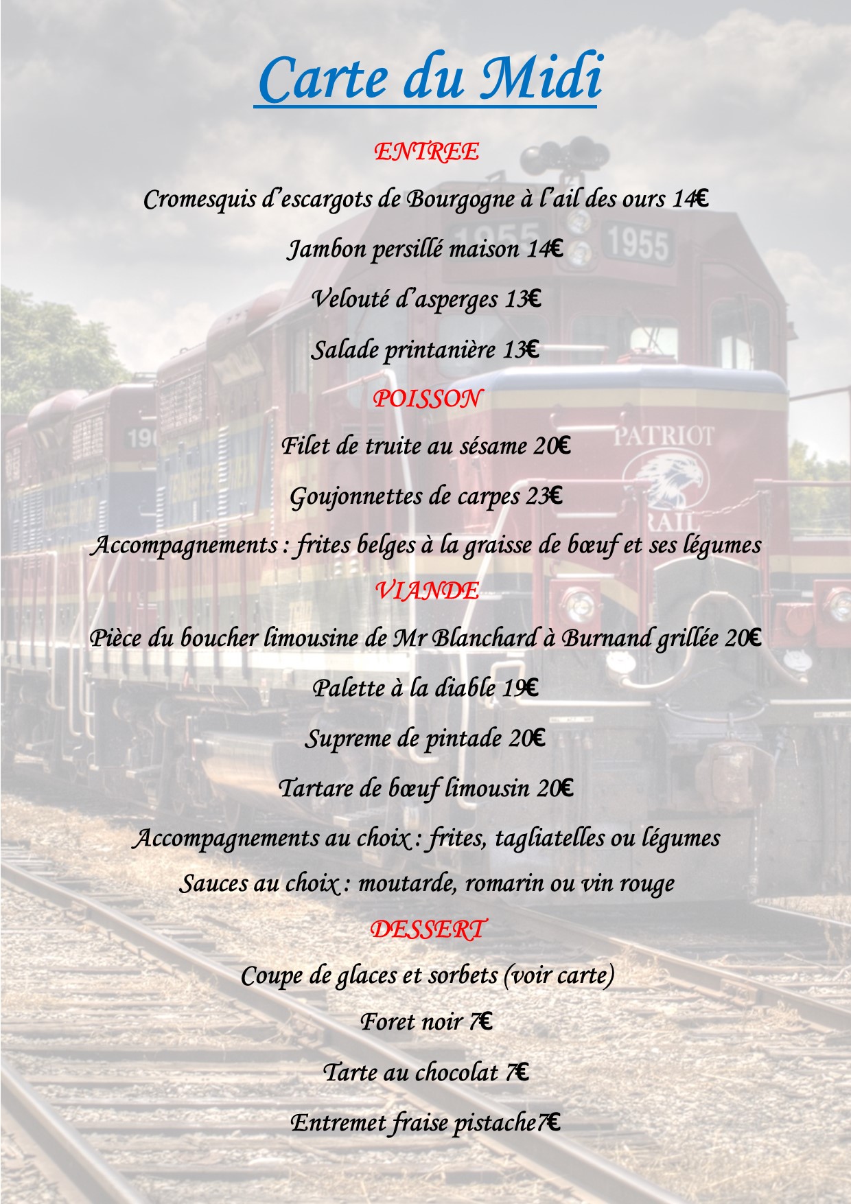Menu du Midi